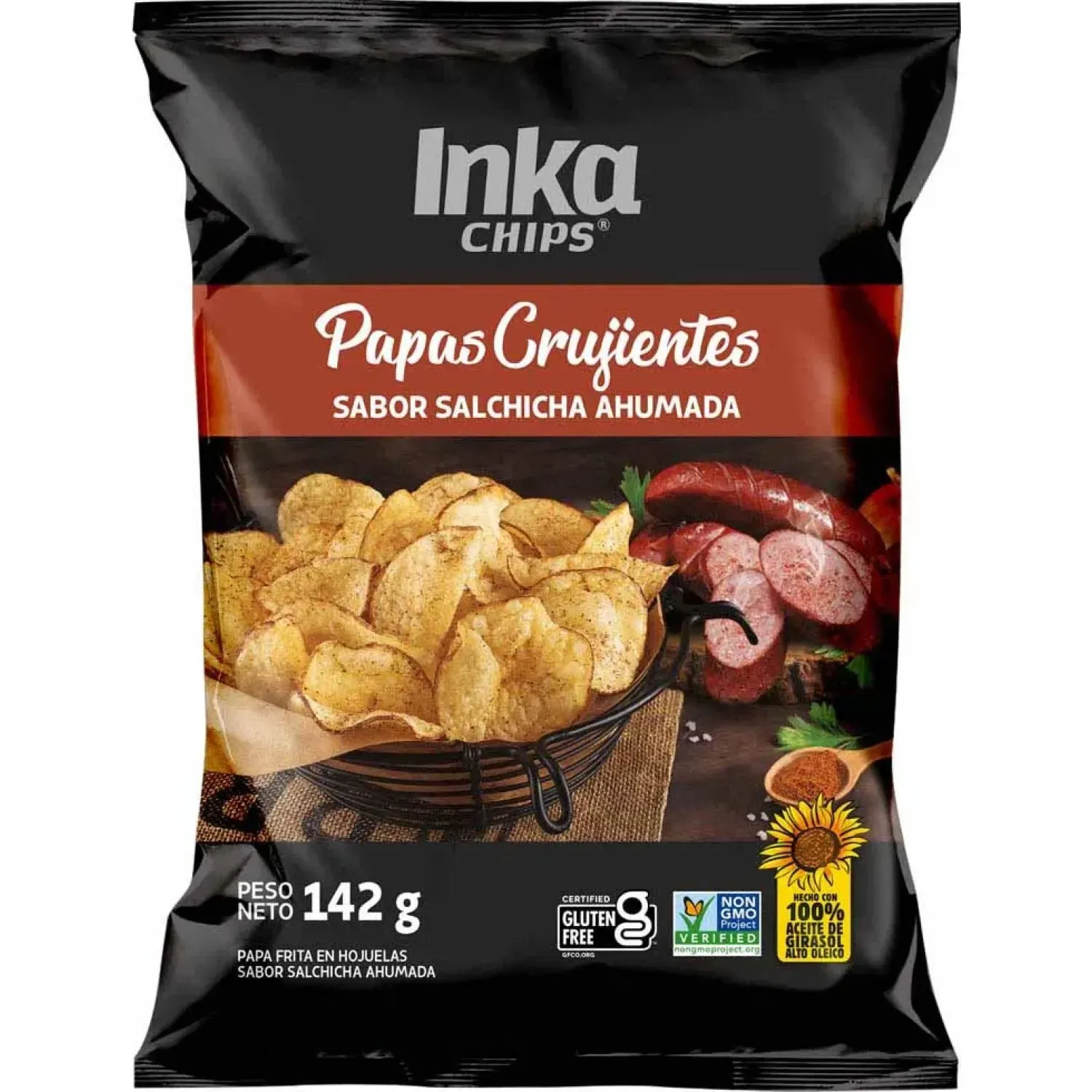 INKA CHIPS Papa Salchicha Ahumada 142g | Platanitos