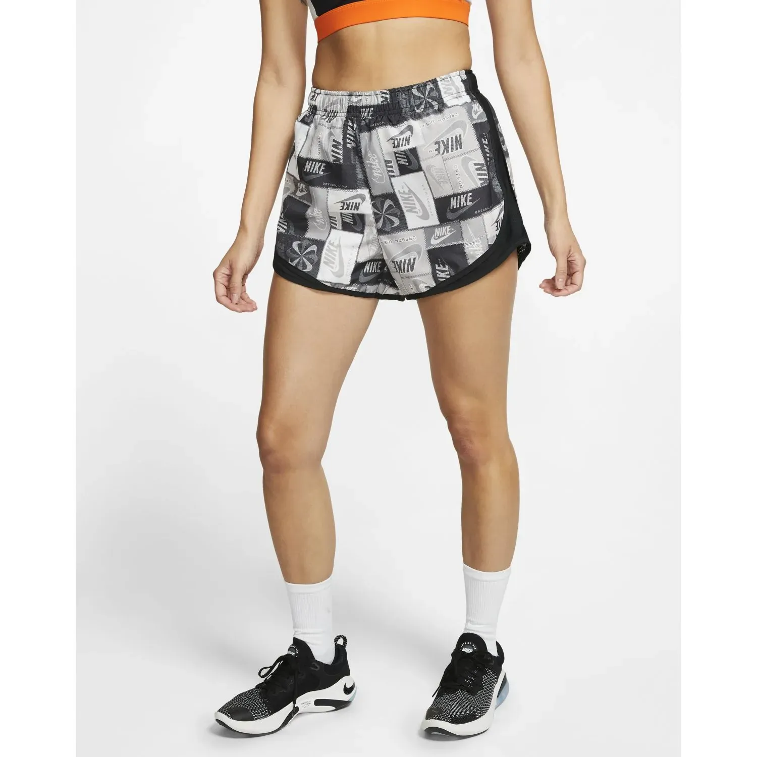 Nike Short Running Mujer Dri-Fit Tempo Icon Clash negro blanco | Platanitos