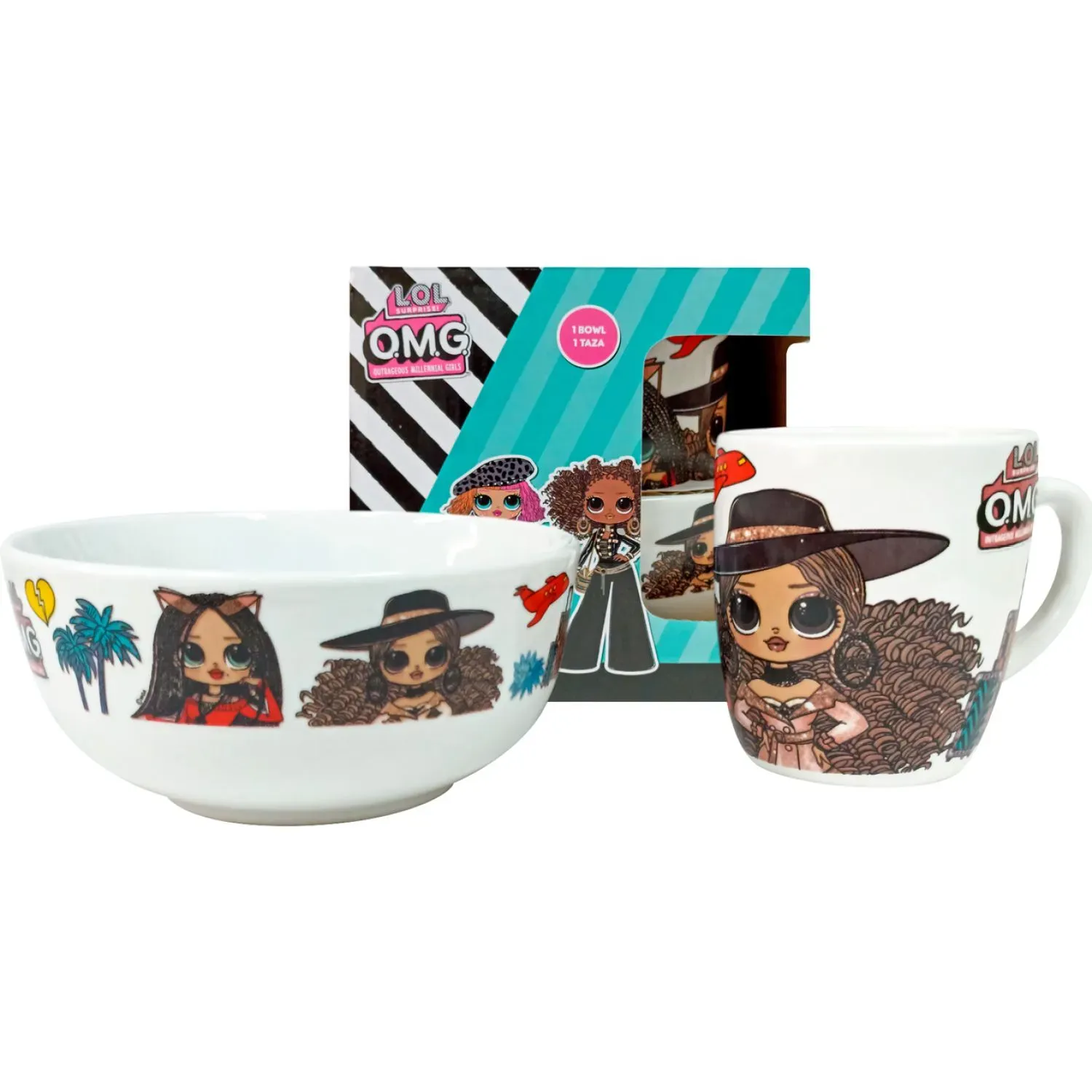 Set Scool Ceramica 2pz Lol Omg | Platanitos