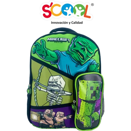 Set Scool Mochila Niño Magic 3d Minecraft multicolor | Platanitos