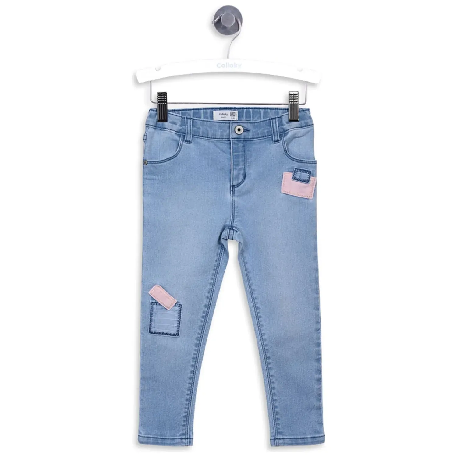 Colloky Jeans Mezclilla Pitillo Aplicación Parches Jeme16 azul | Platanitos