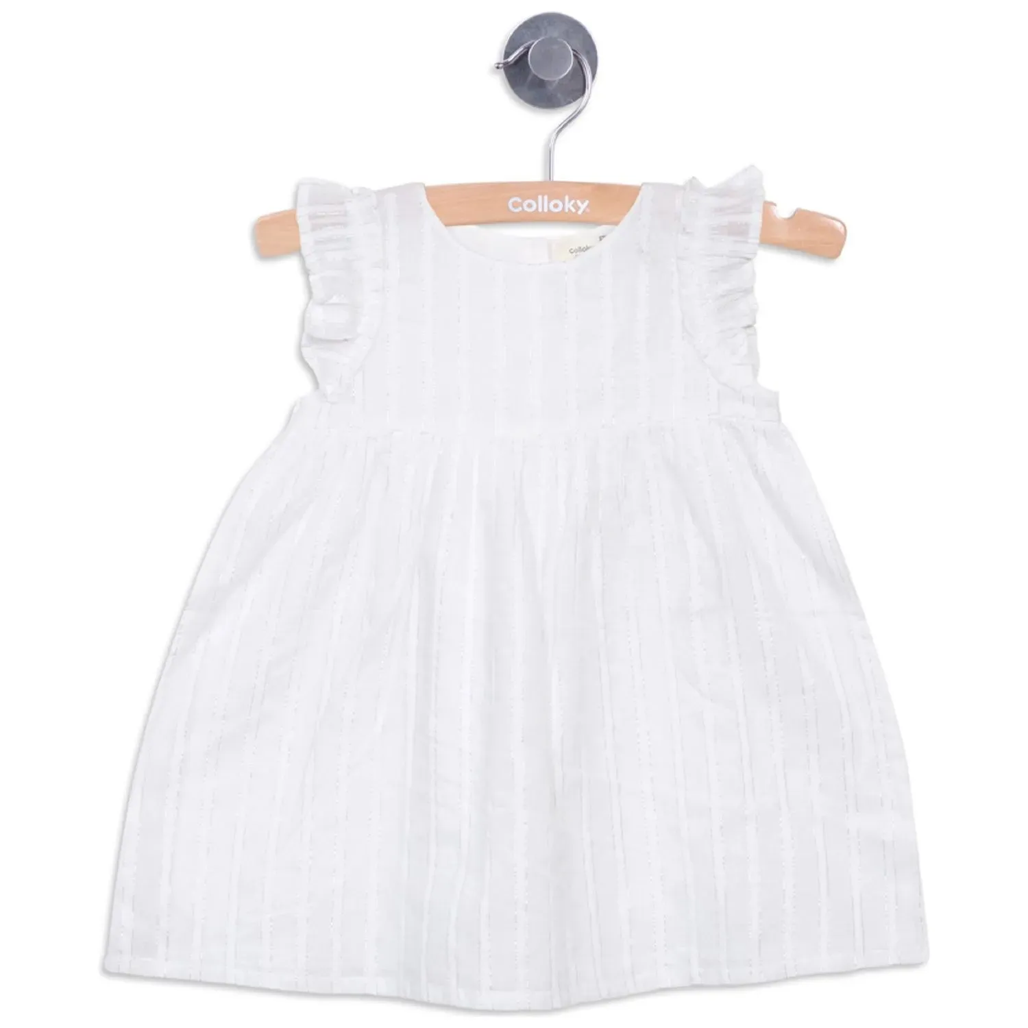 Colloky Vestido Lurex Plata Y Mangas Vuelos Vevl14 Blanco blanco | Platanitos